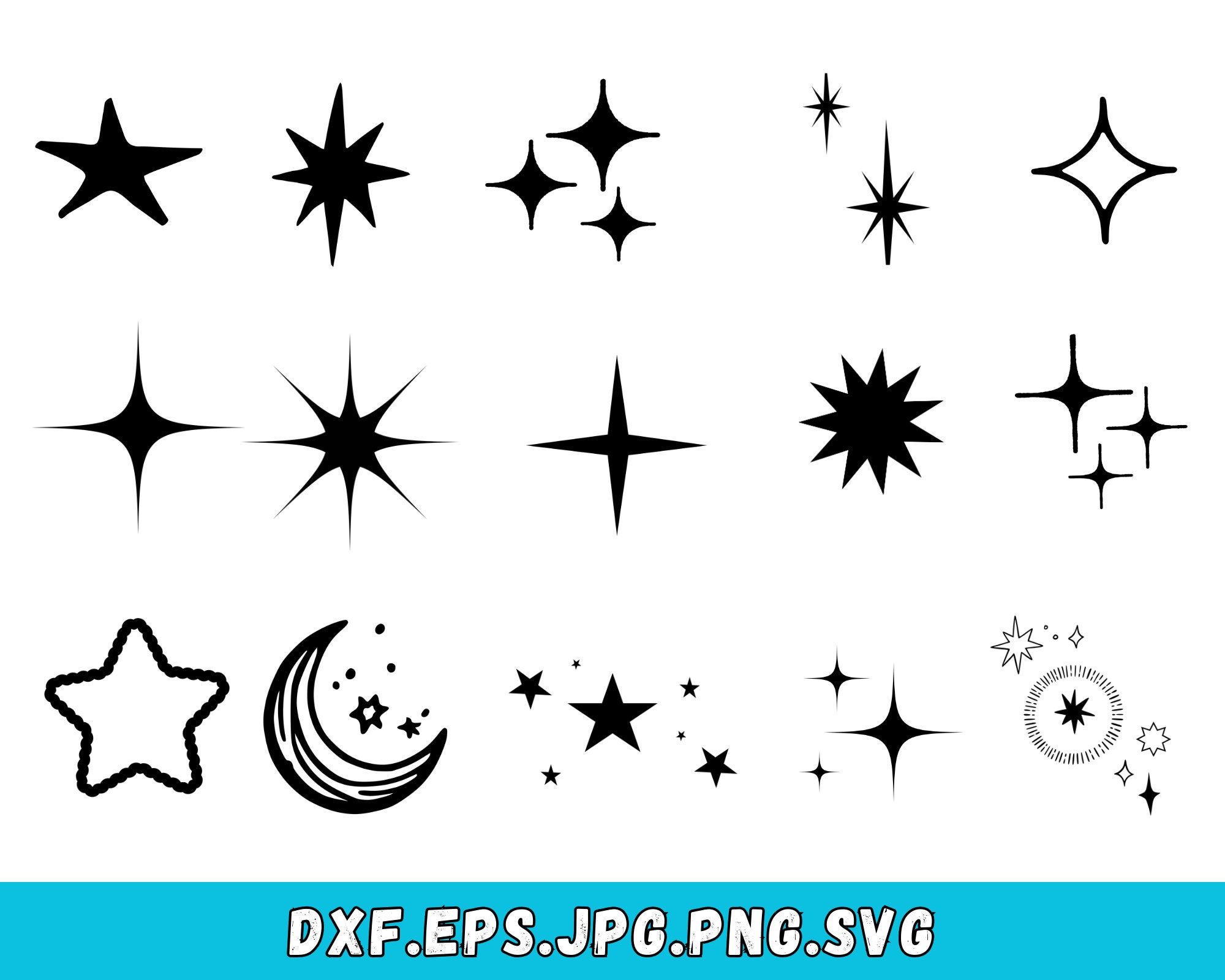 50 Files of Star Svg Bundle, Stars Png Files, Sparkle Stars Svg Bundle ...