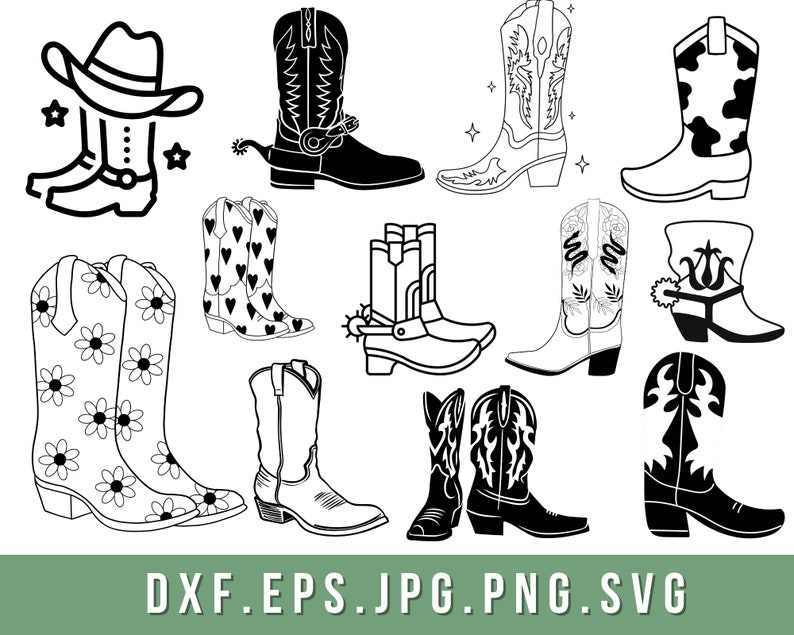 Cowboy Boots Svg Bundle,cowboy Boots Png, Cowboy Svg, Cowboy Hat Svg, Cowboy Boots Png, Svg ...