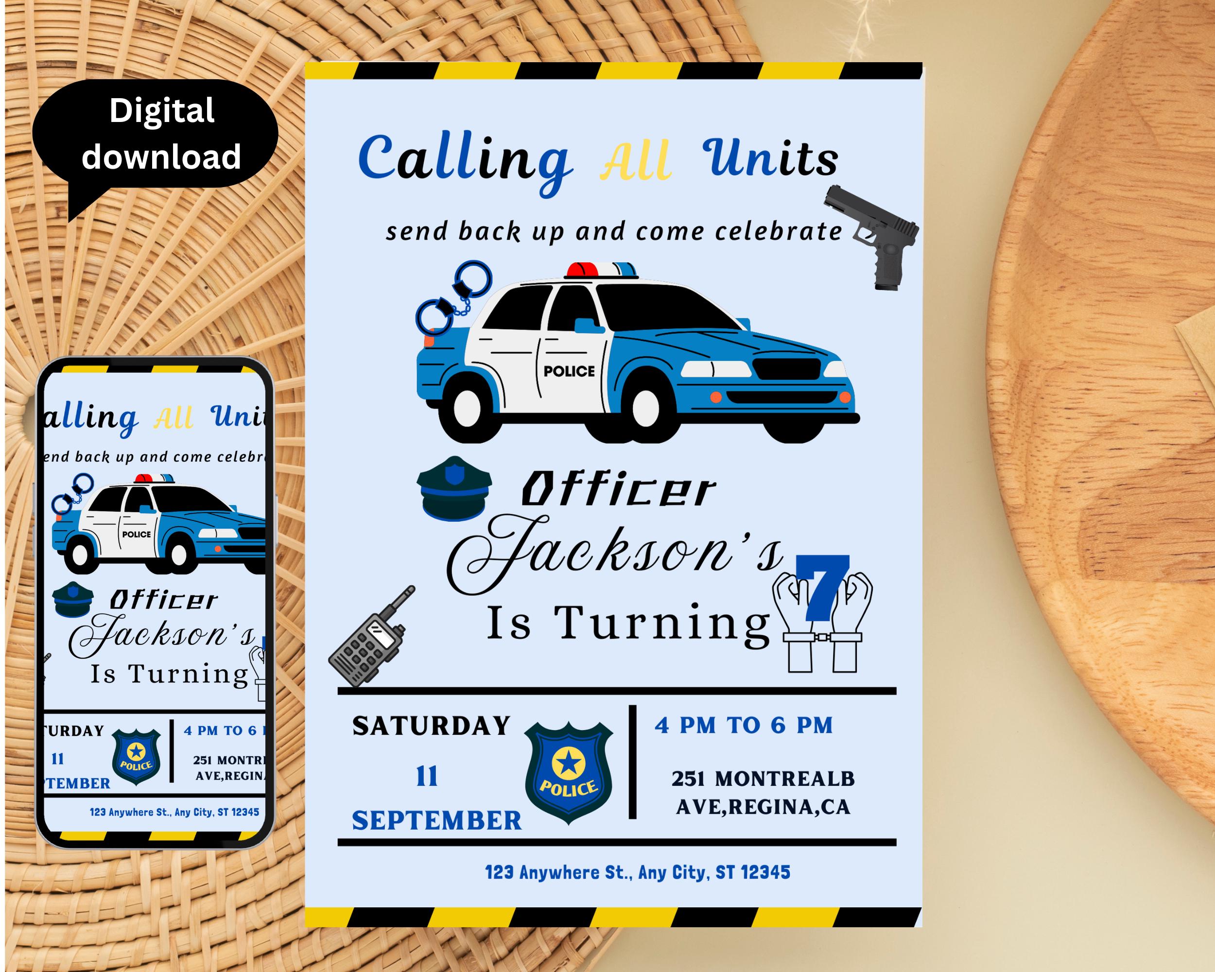 Editable Police Invitation,police Officer Invitation,police Party ...