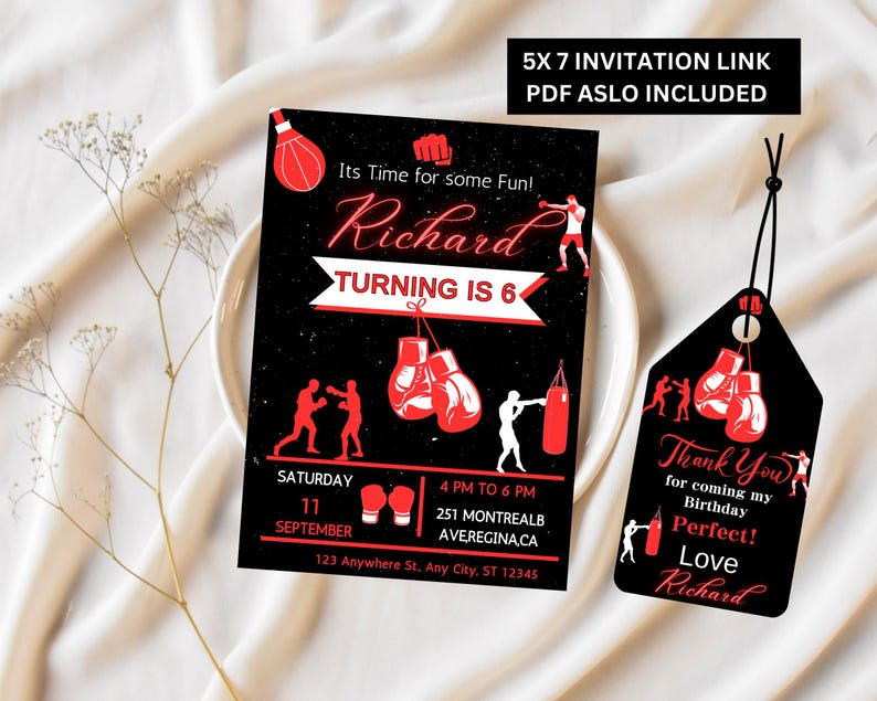 Boxing Birthday Invitation Template, Fighter Birthday Invitation ...