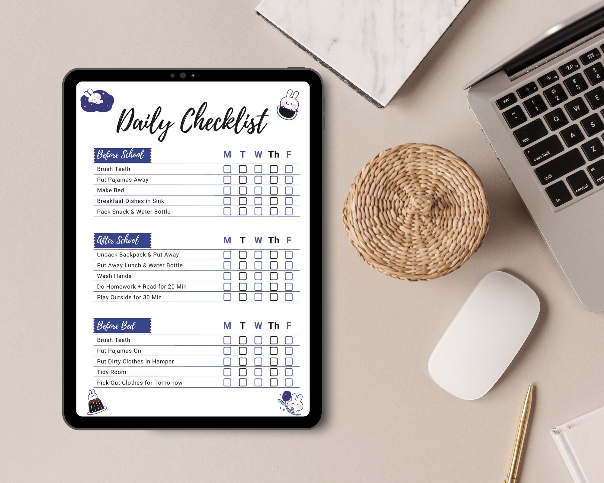Printable Daily Checklist Daily Task Template Responsibility - Etsy