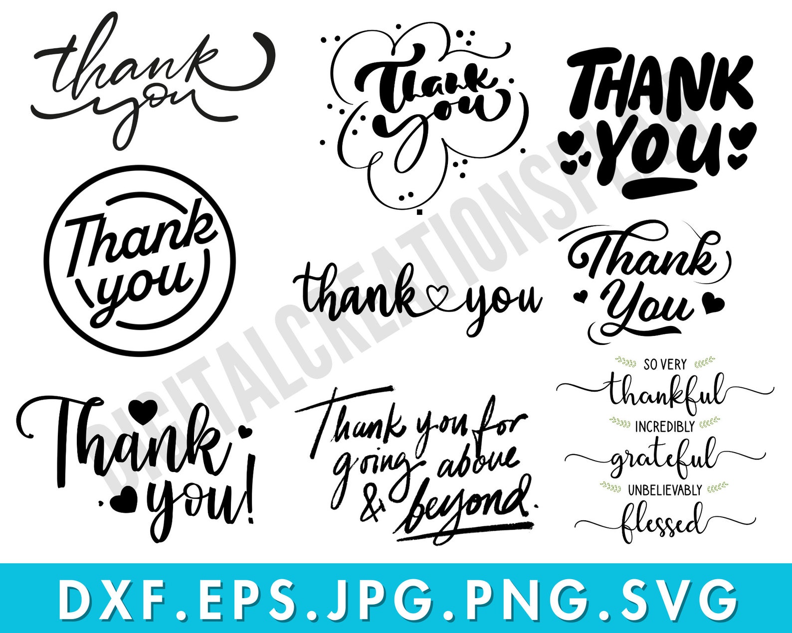 Thank You Svg Bundle, Thank You Png, Thank You Clipart, Thankful Svg ...