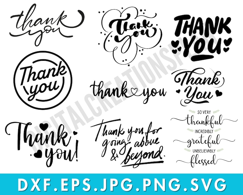 Thank You Svg Bundle, Thank You Png, Thank You Clipart, Thankful Svg ...