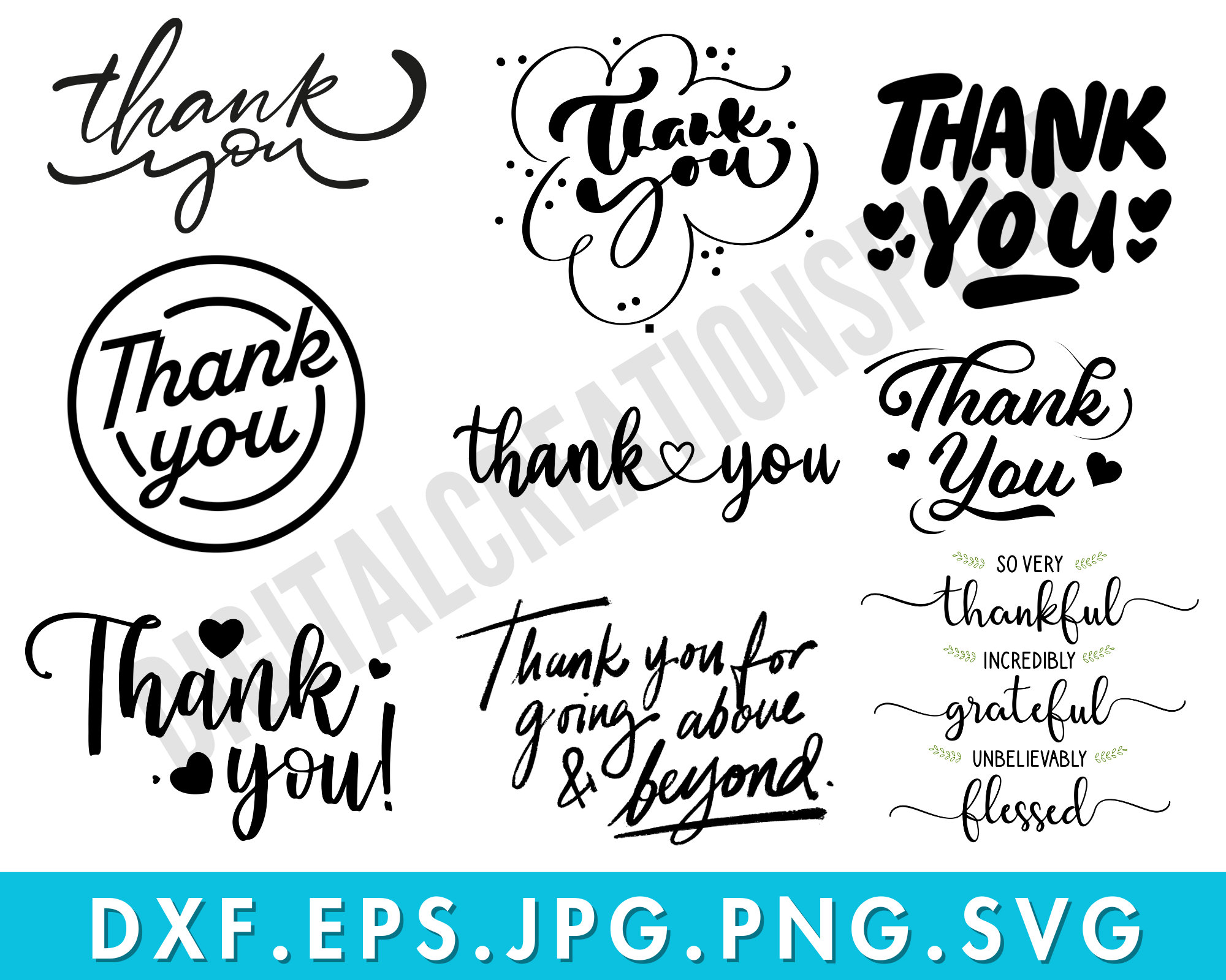 Thank You Svg Bundle, Thank You Png, Thank You Clipart, Thankful Svg ...