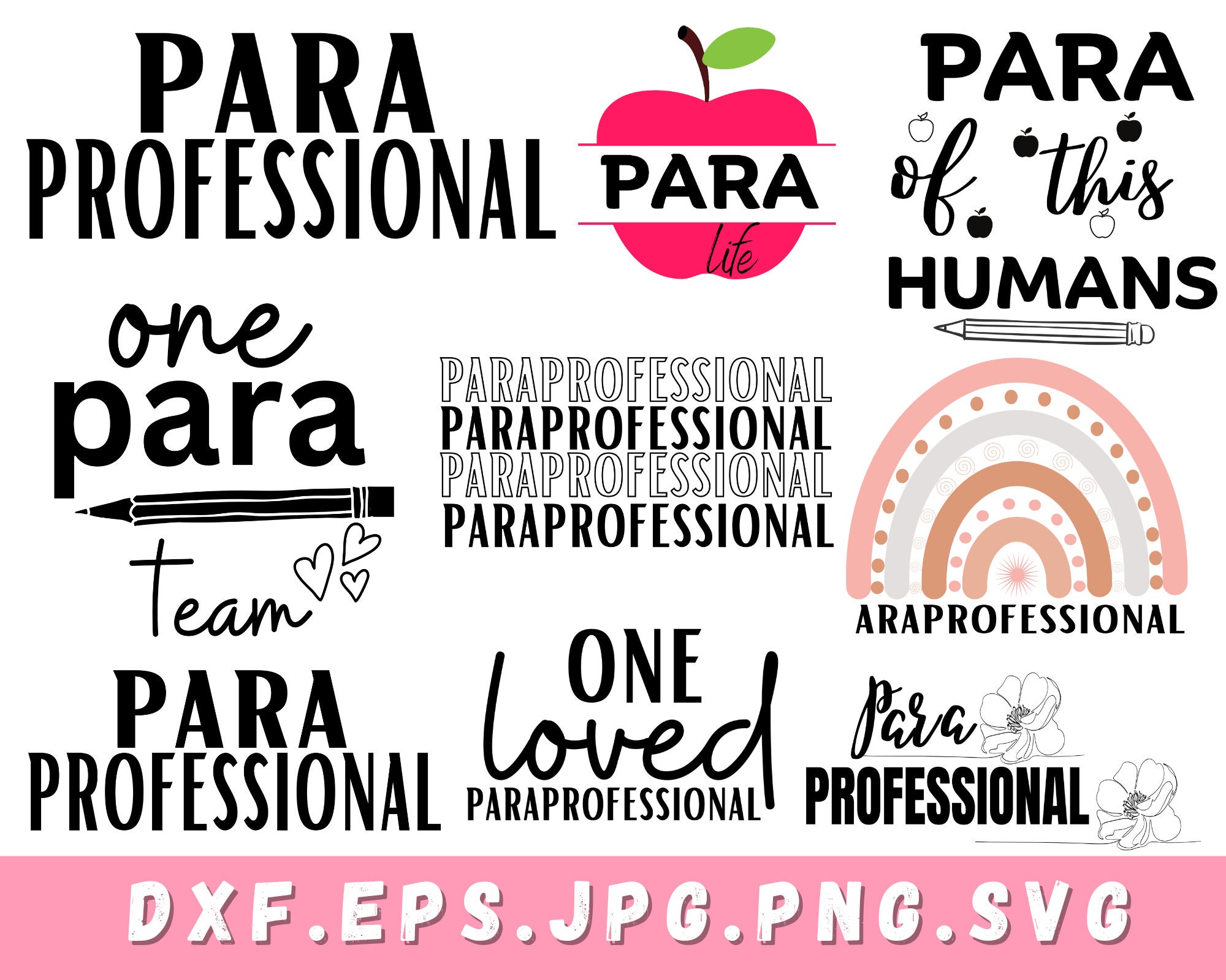 Paraprofessional Svg Bundle, Paraprofessional Png, Teacher Svg, Teacher ...