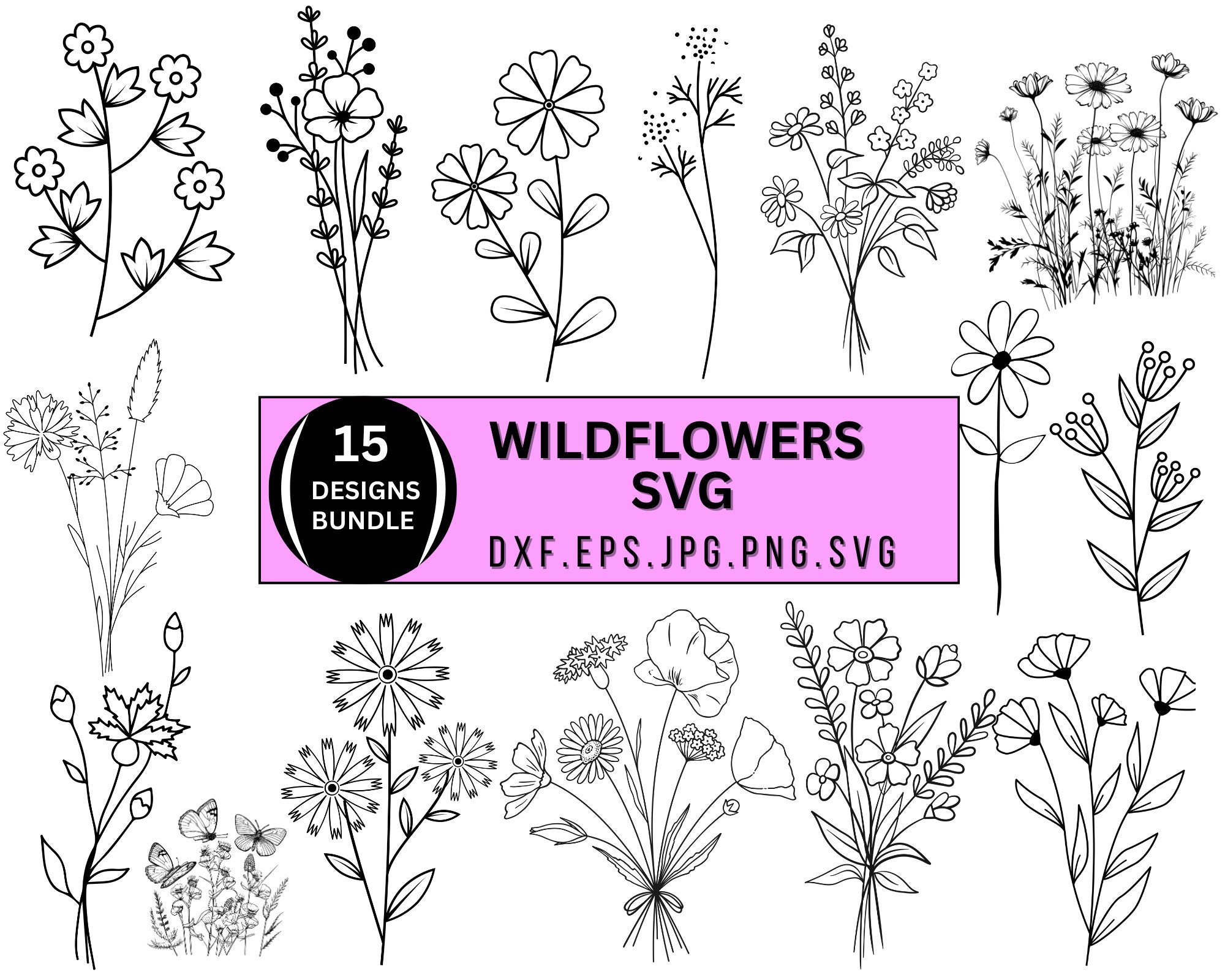 Wild Flowers Svg Png, Wildflower Svg Bundle, Wild Flower Svg ...