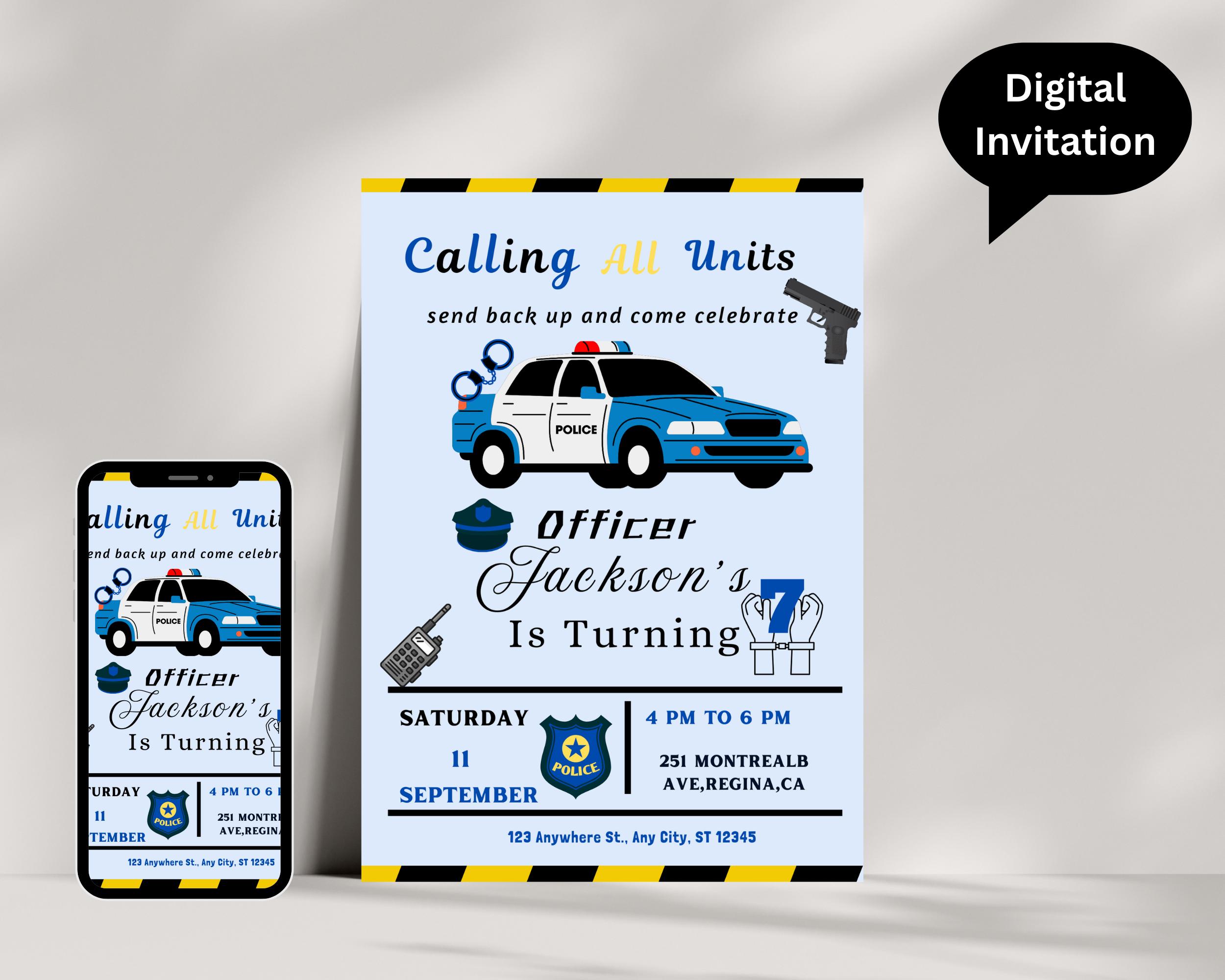 Editable Police Invitation,police Officer Invitation,police Party ...