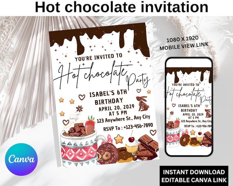 Hot Chocolate Invitation, Cookies and Cocoa Invite, Holiday Party ...