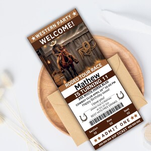 Western Rodeo Ticket Invitation, Birthday Party Cowboy or Cowgirl ...