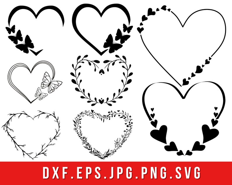 Heart Frame Svg Bundle, Heart Svg / Png, Heart Frame Clipart Art, Svg ...