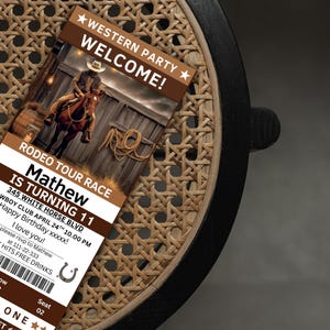 Western Rodeo Ticket Invitation, Birthday Party Cowboy or Cowgirl ...