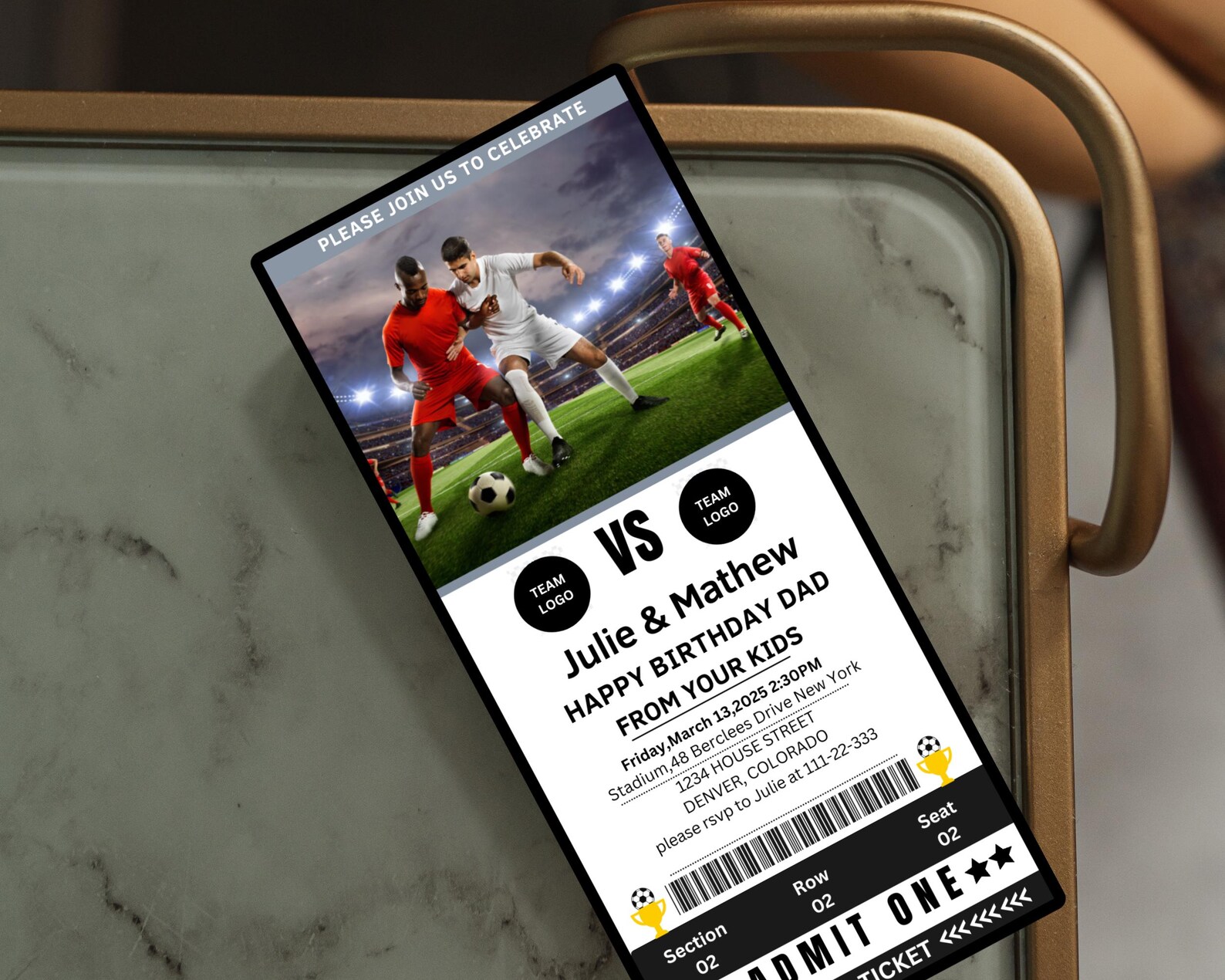 Soccer Ticket Birthday Invitation, Football Ticket Invite Template ...