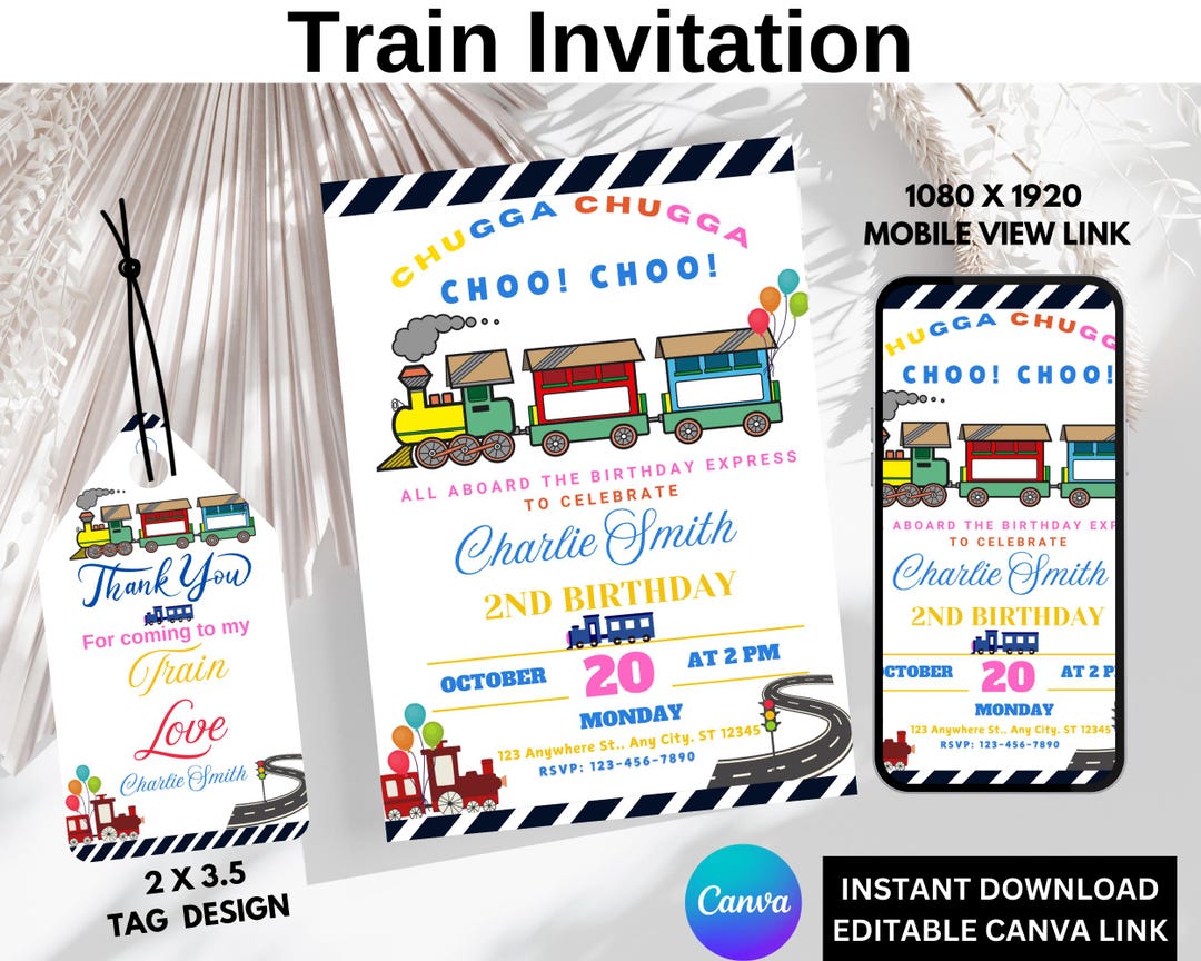 Editable Train Invitation Template, Train Birthday Invitation, Toy ...
