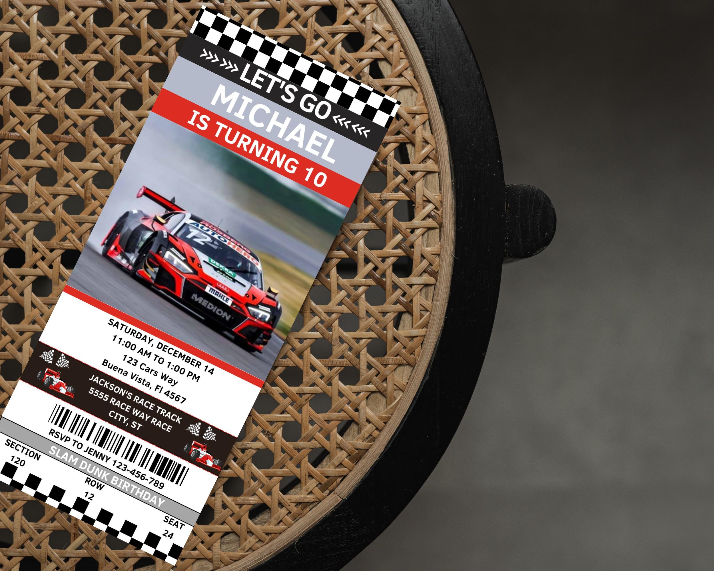 Race Car Ticket Birthday Invitation, Racing Ticket, Boy Race Car ...
