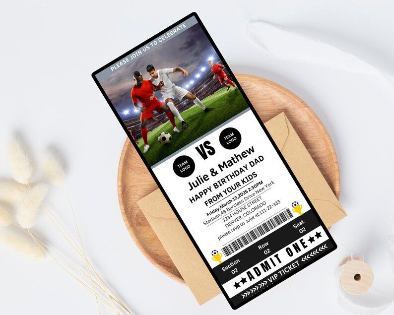 Soccer Ticket Birthday Invitation, Football Ticket Invite Template ...