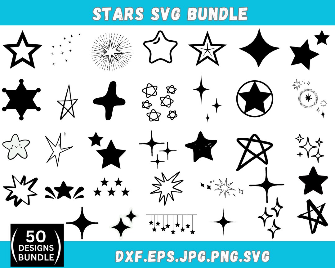 50 Files of Star Svg Bundle, Stars Png Files, Sparkle Stars Svg Bundle ...