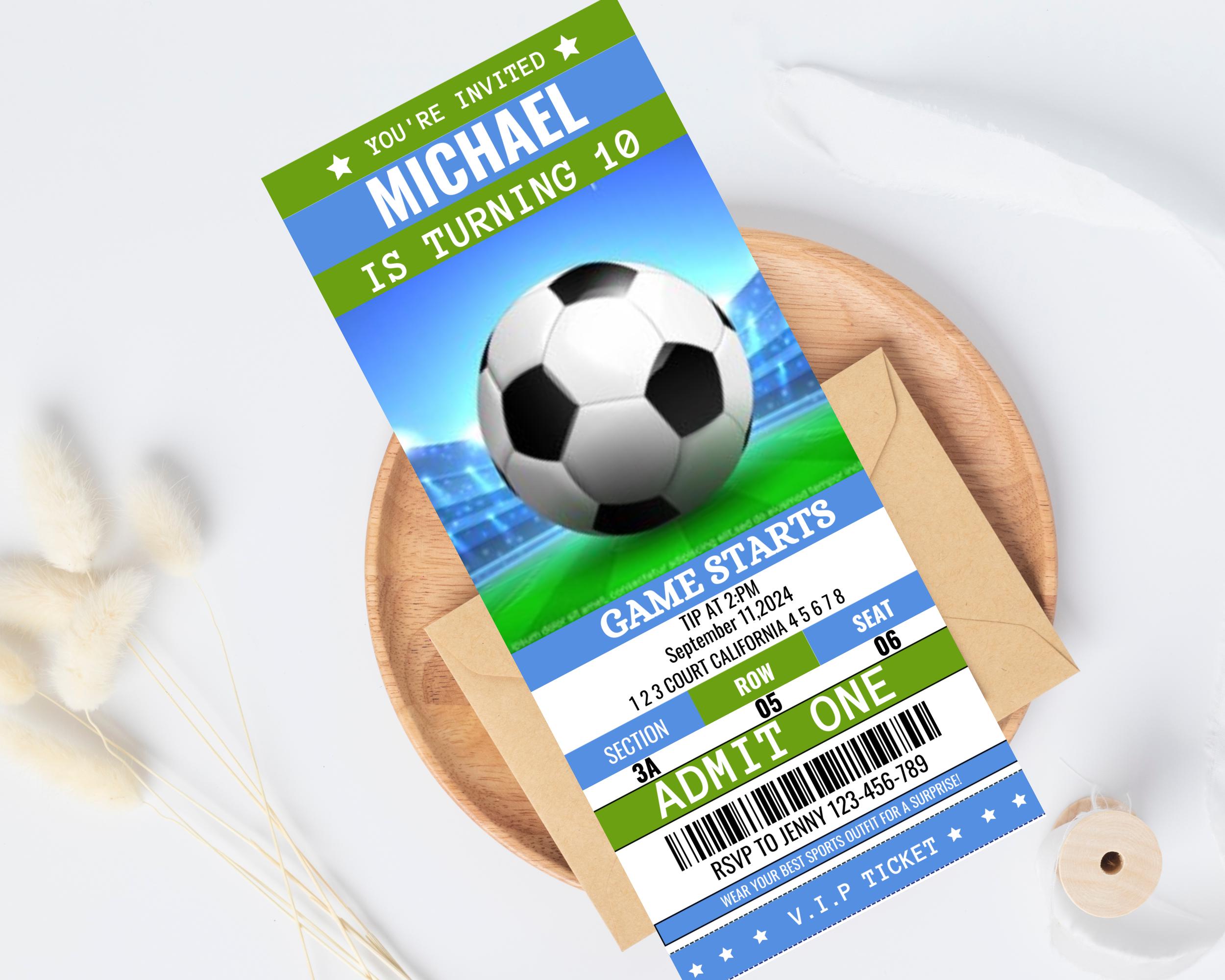 Editable Soccer Ticket Birthday Invitation Template, Soccer Ticket ...
