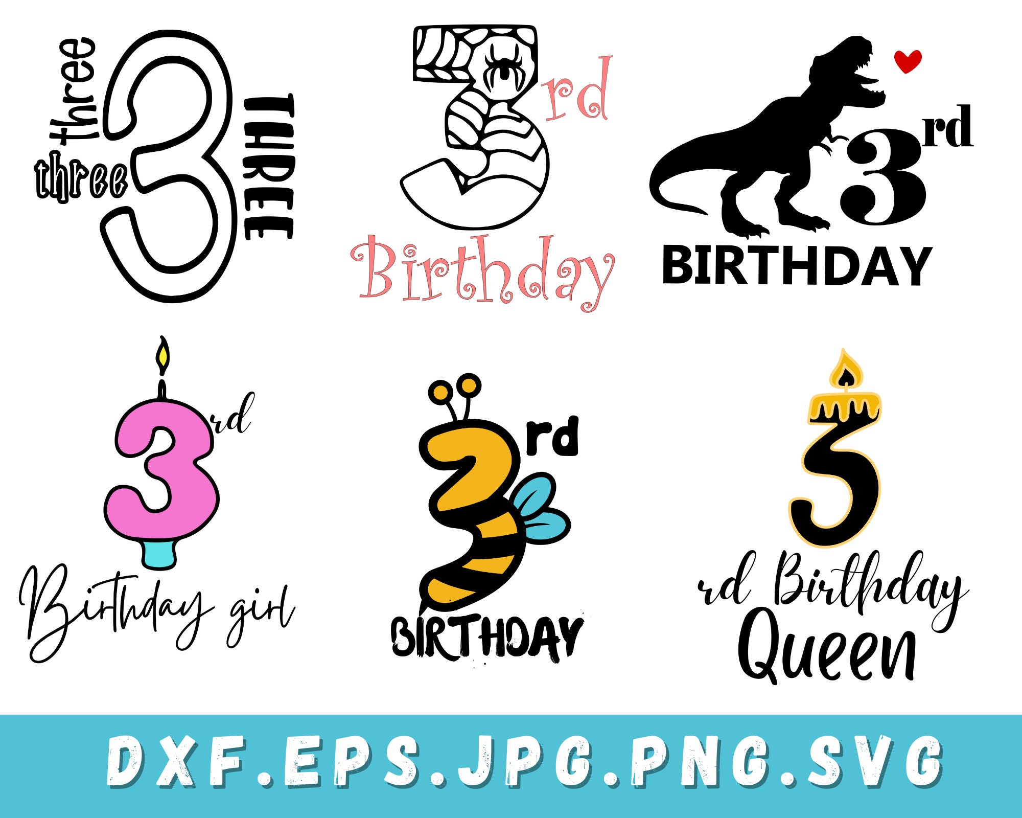 3rd Birthday Svg Bundle Birthday Girl Svg Png Birthday Svg - Etsy