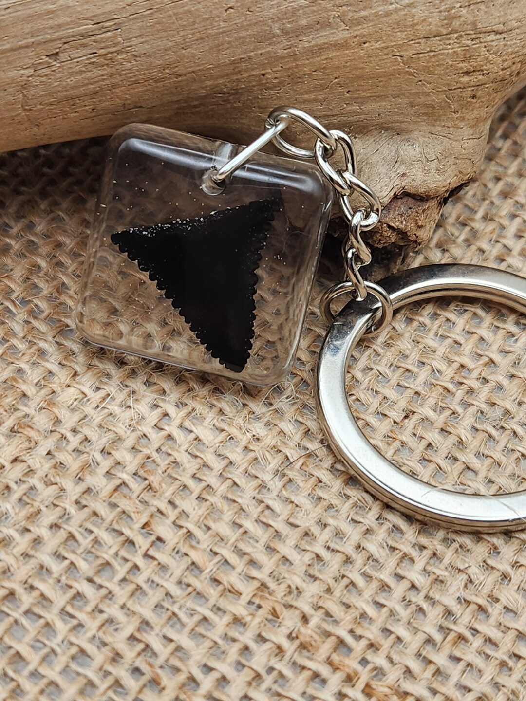 Shark Tooth Key Chain in Resin With Silver Hardware - Etsy