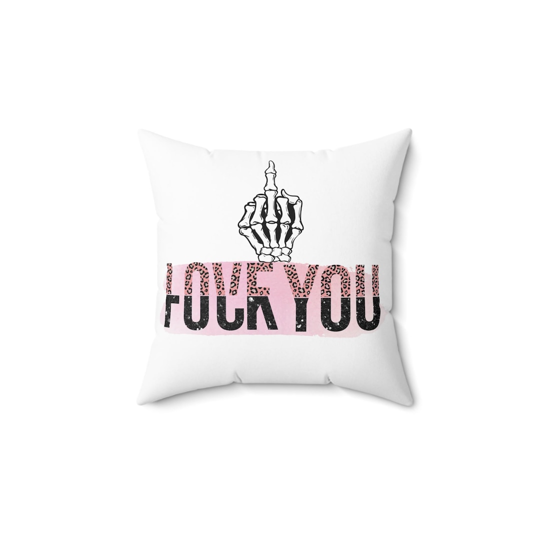 Skeleton Middle Finger F*** You Pillow | Edgy Sarcastic Decor - Etsy