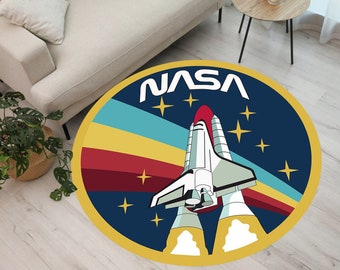 Nasa Carpet, Nasa Rocket Rug, Kids Room Rug, Round Space Theme Carpet ...