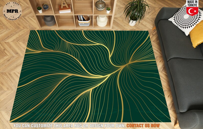 Green Area Rugs Luxury Golden and Green Area Rug Green - Etsy
