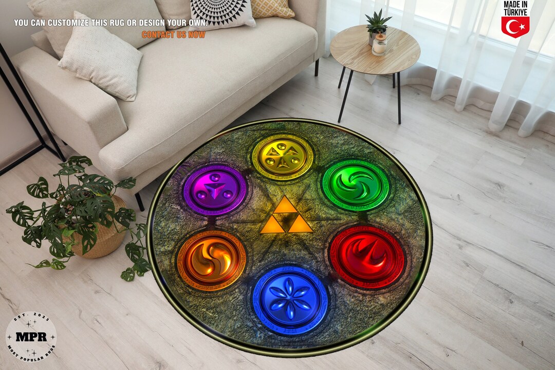 Zelda Legend Rug, Highly Detailed Design, Legend of Zelda Gaming Round ...