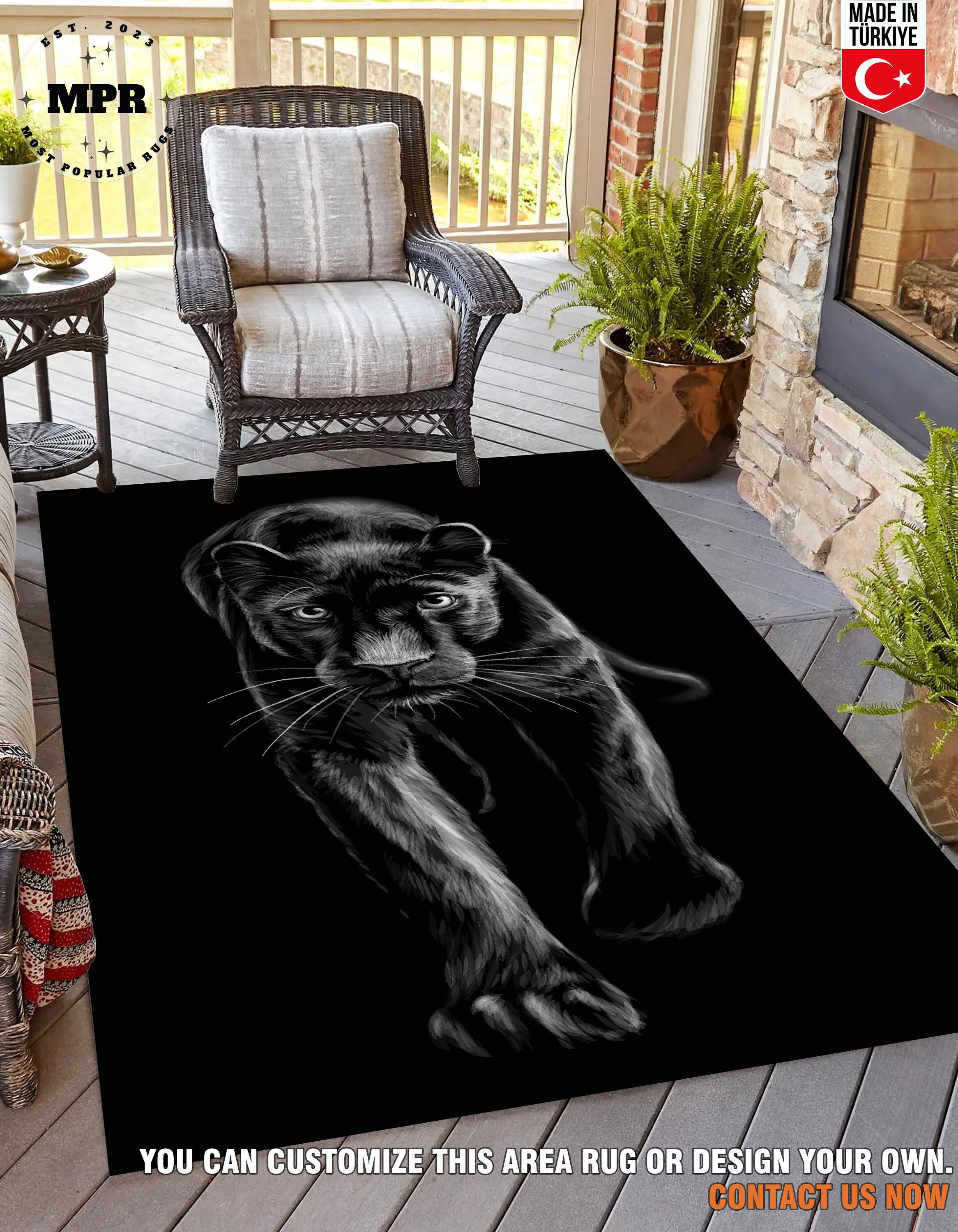 Black Panther Rug, Black Panther Design Area Rug, Home Decor Animal Rug ...