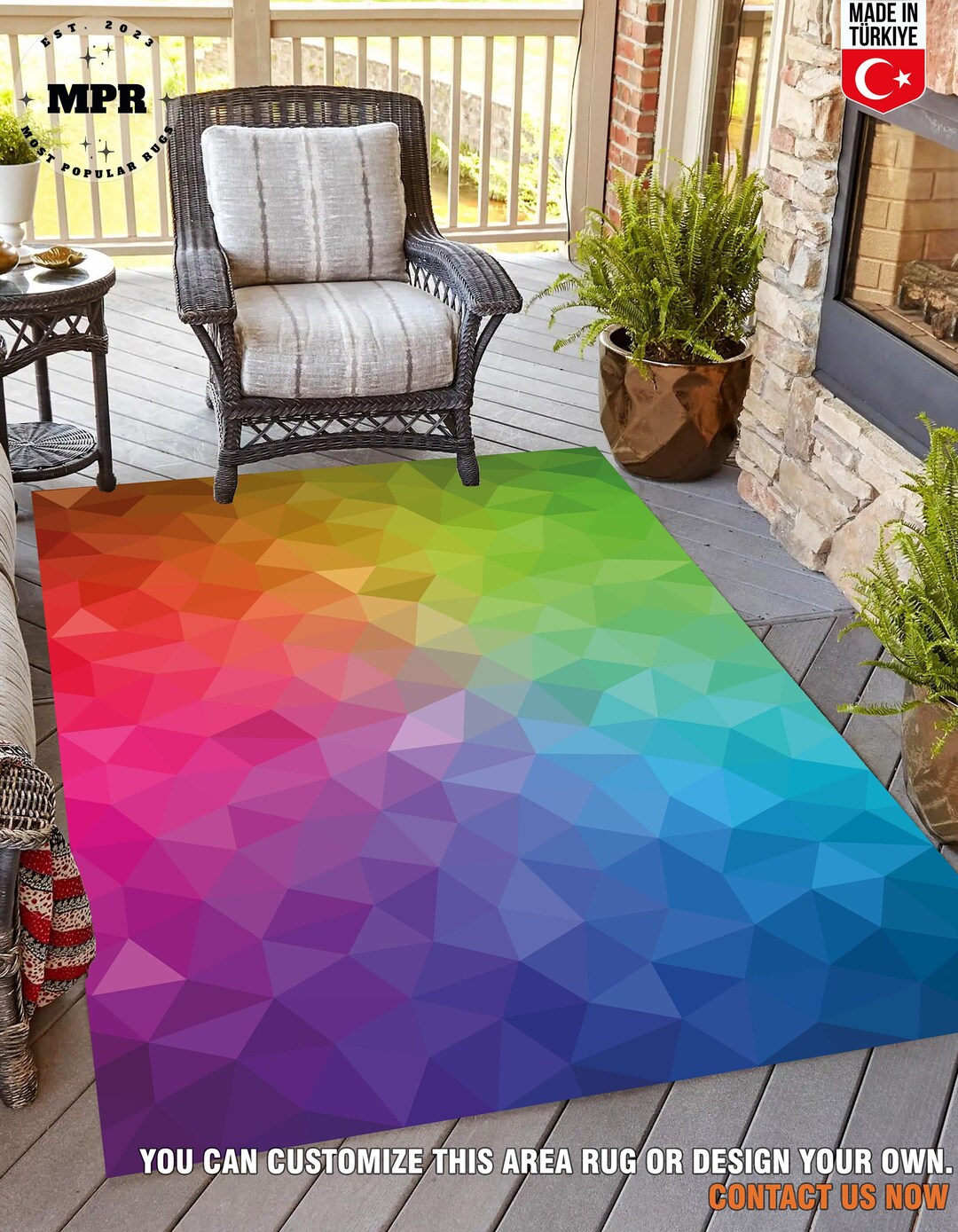 Colorful Rug, Rainbow Carpet, Abstract Watercolor Rug, Non Slip High ...