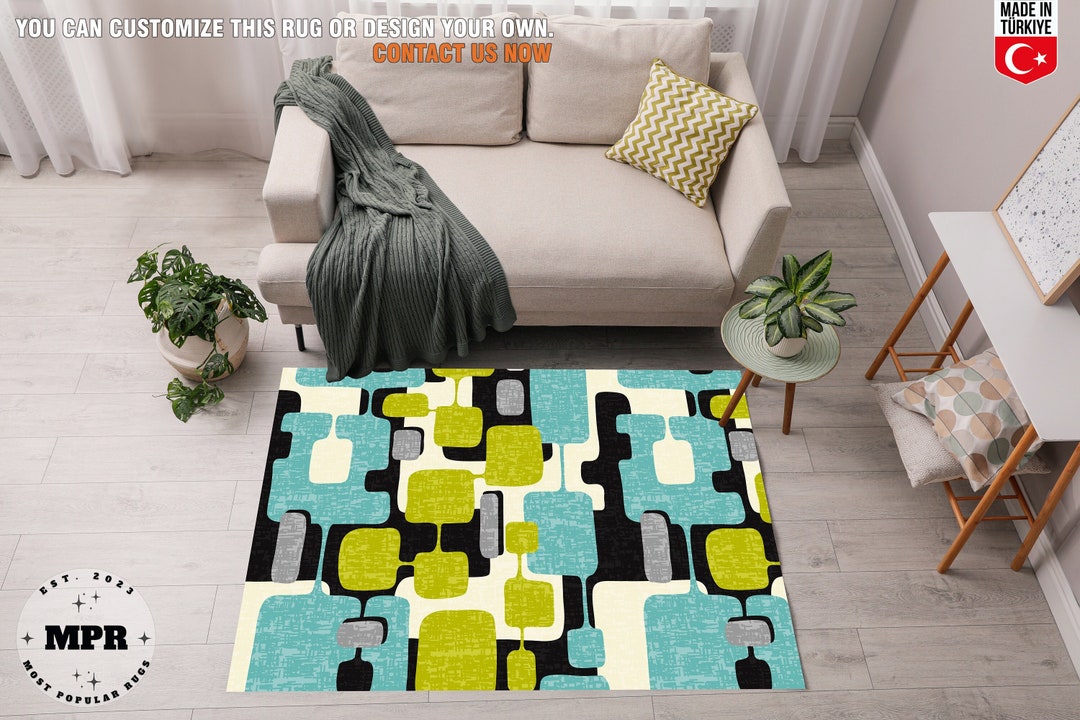 Mid Century Rugs, Mid Century Modern Area Rugs, 1950s Area Rug, Retro ...