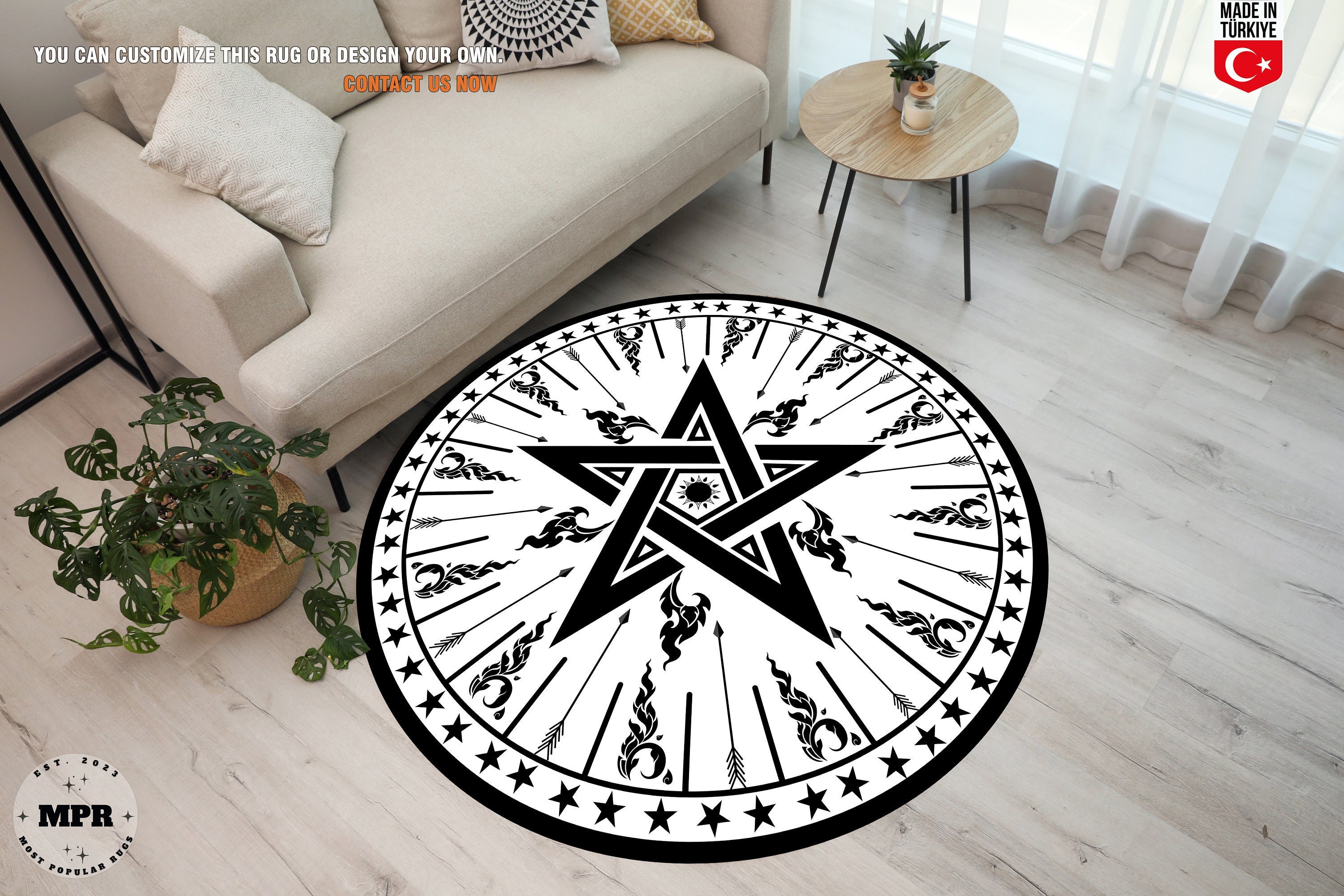 Supernatural Devil's Trap Rug, Pentacle Symbol Rug, Wicca Astrological ...
