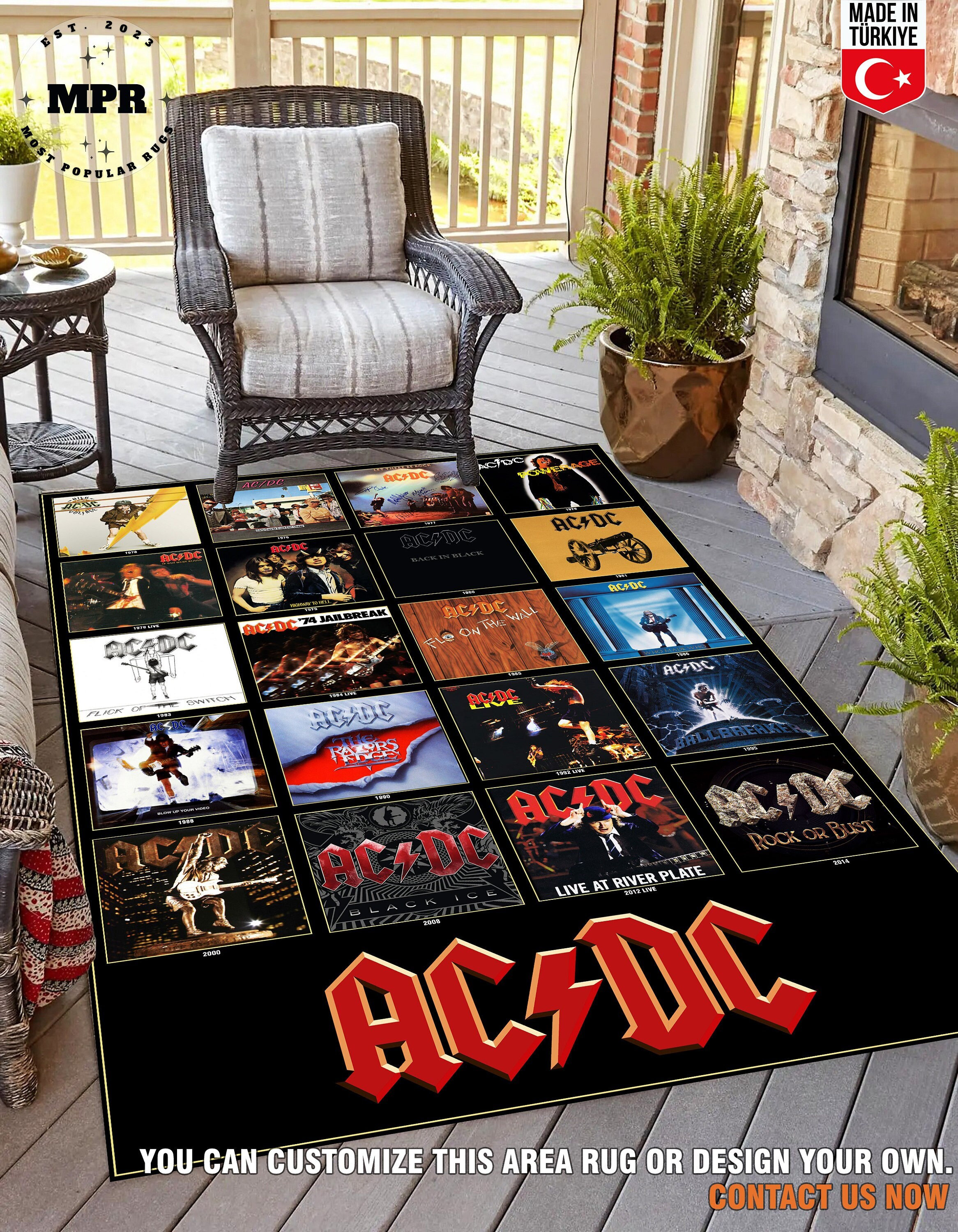 AC DC Rug, Rock and Roll Gifts, Ac Dc Fan Rug, Music Room, Album Cover ...