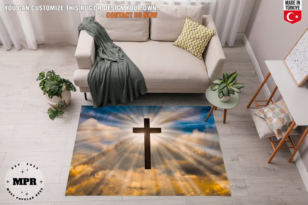 Christian Cross Design Rug, Christian Rug, Religious Symbol Rug, Sign ...
