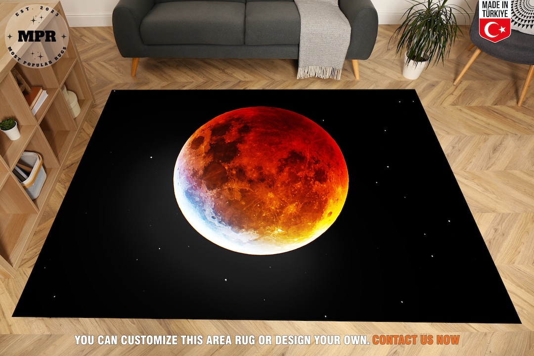 Full Blood Moon Carpet, Round Full Blood Moon Rug, 3D Blood Moon Rug ...