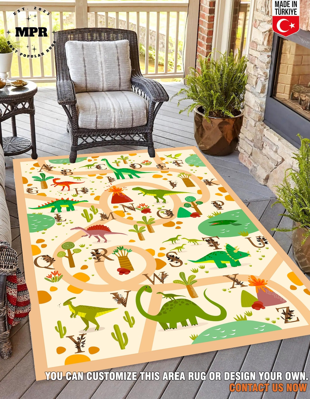Alphabets With Dinosaurs Area Rugs, Nursery Rugs, Education Kids Room ...
