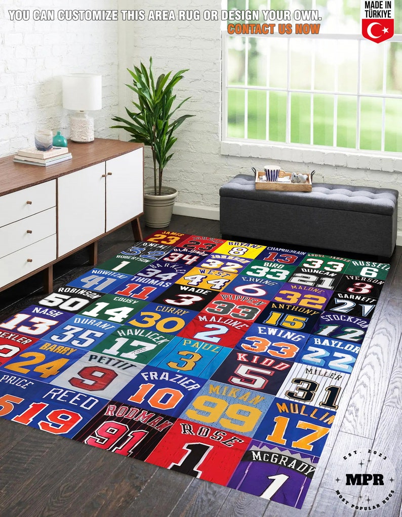 NBA Rug, Modern Rug, Custom Rug, Basketball Rug, Kids Room Rug, NBA ...