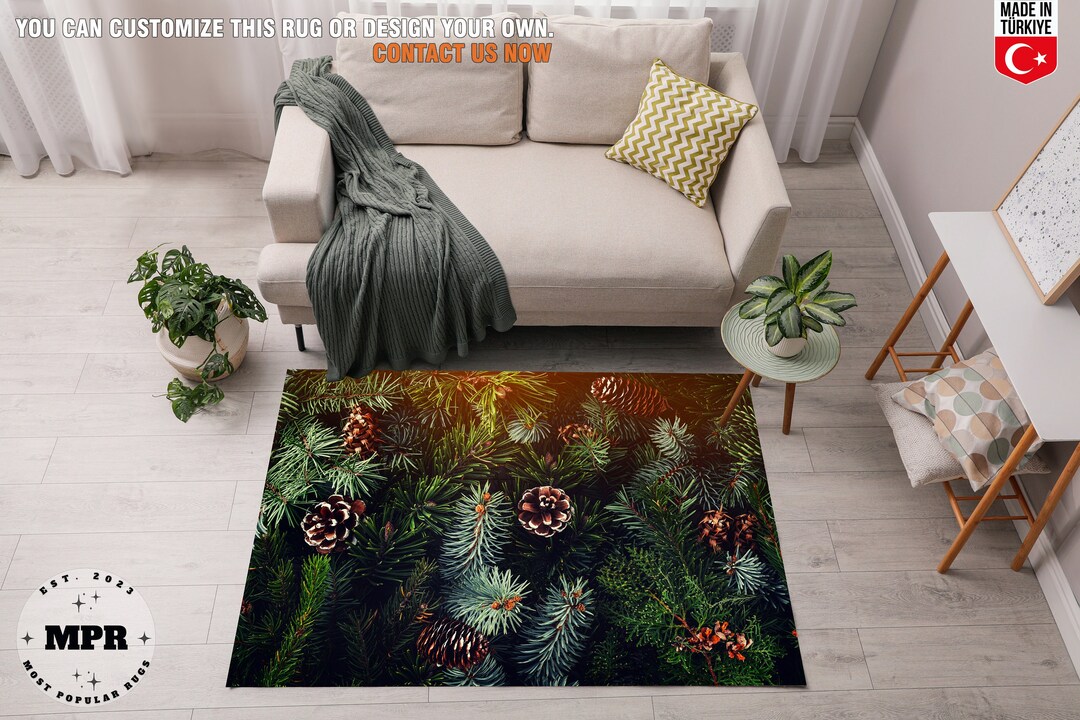 Pine Cone Rugs, Pine Cones With Leaves Area Rug, Rug for Living Room ...