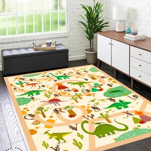 Alphabets With Dinosaurs Area Rugs, Nursery Rugs, Education Kids Room ...