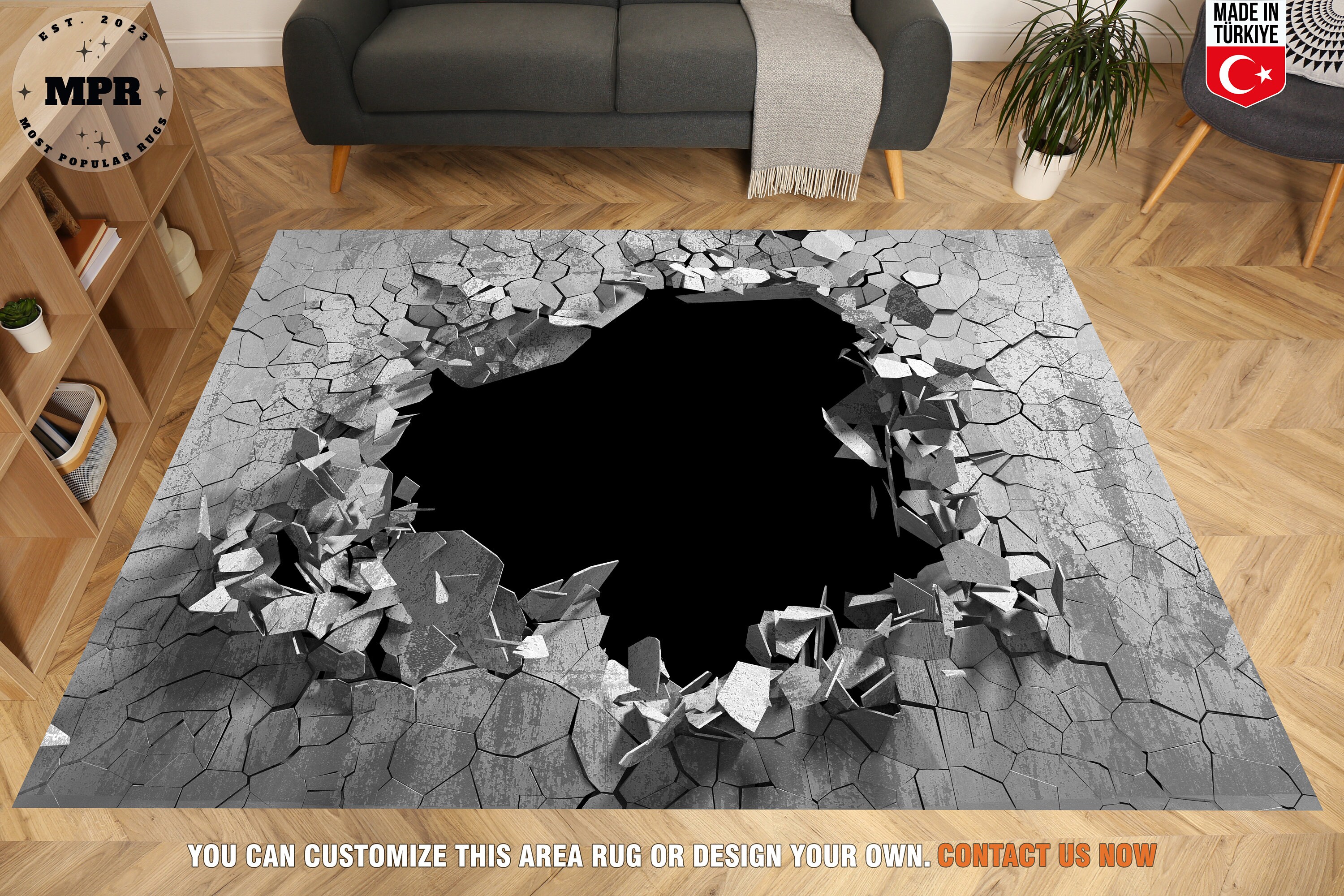 3D Vortex Illusion, Vortex Rug, Vortex Illusion Carpet, Rectangular Version, Non Slip Rug, 3D ...