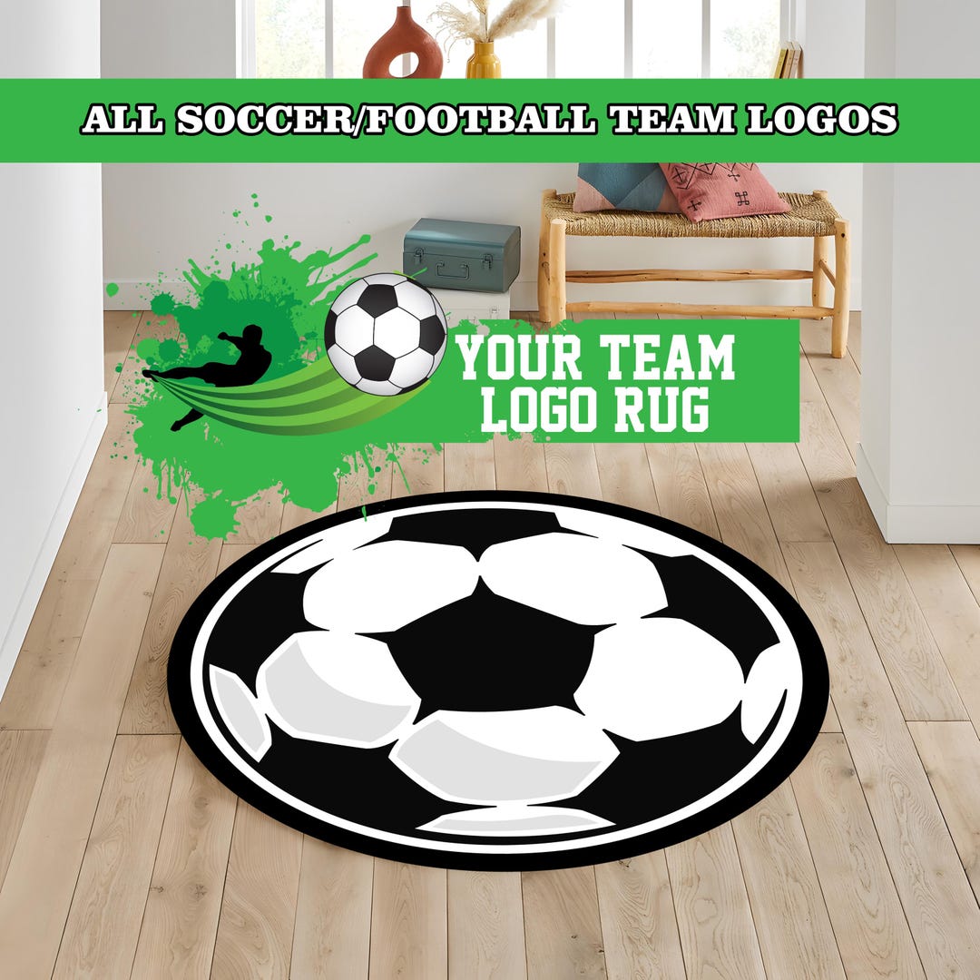Football Custom Rug, Your Logo Team Rug, Sports Team Logo Rug, Soccer ...