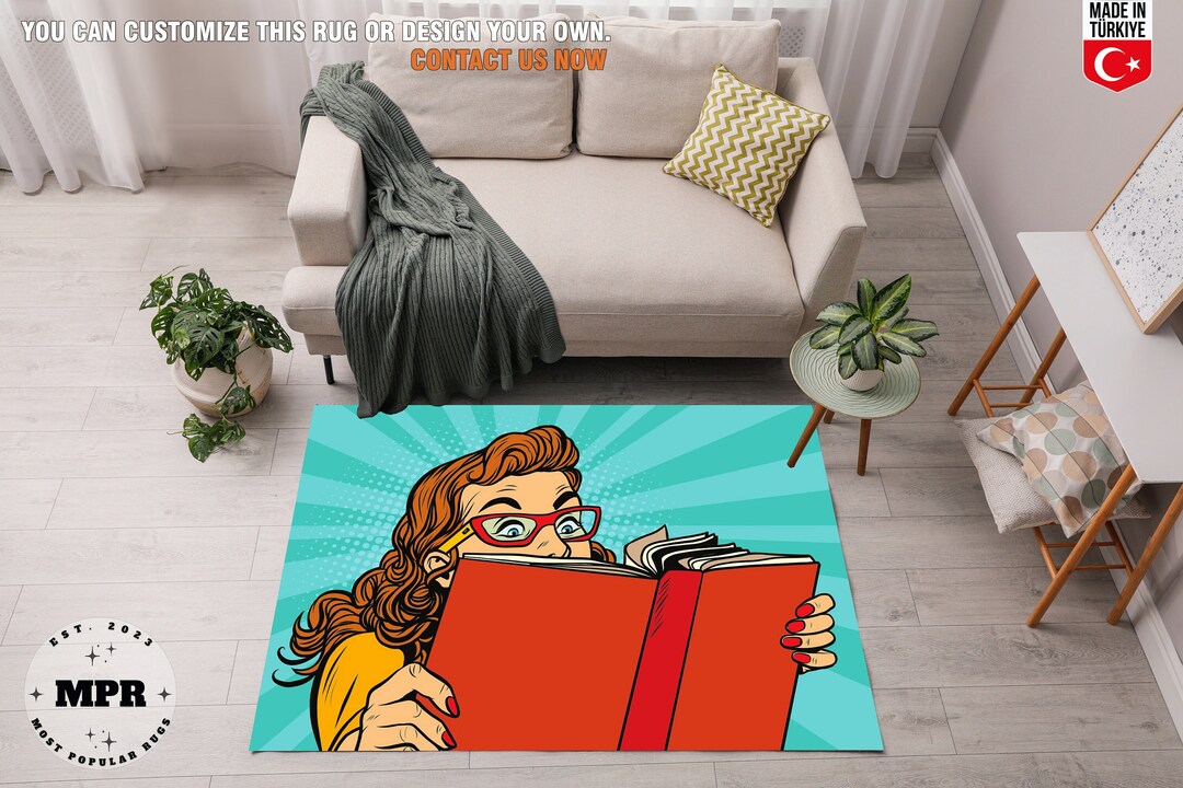 Library Room Rug, Home Library Design Rugs, Reader Rug, Rugs Pop Art ...