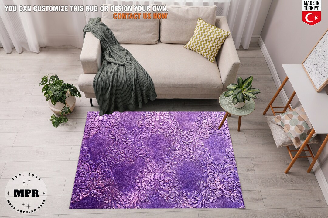Purple Rugs, Grunge Rug, Damask Pattern Rugs, Purple Damask Area Rugs ...