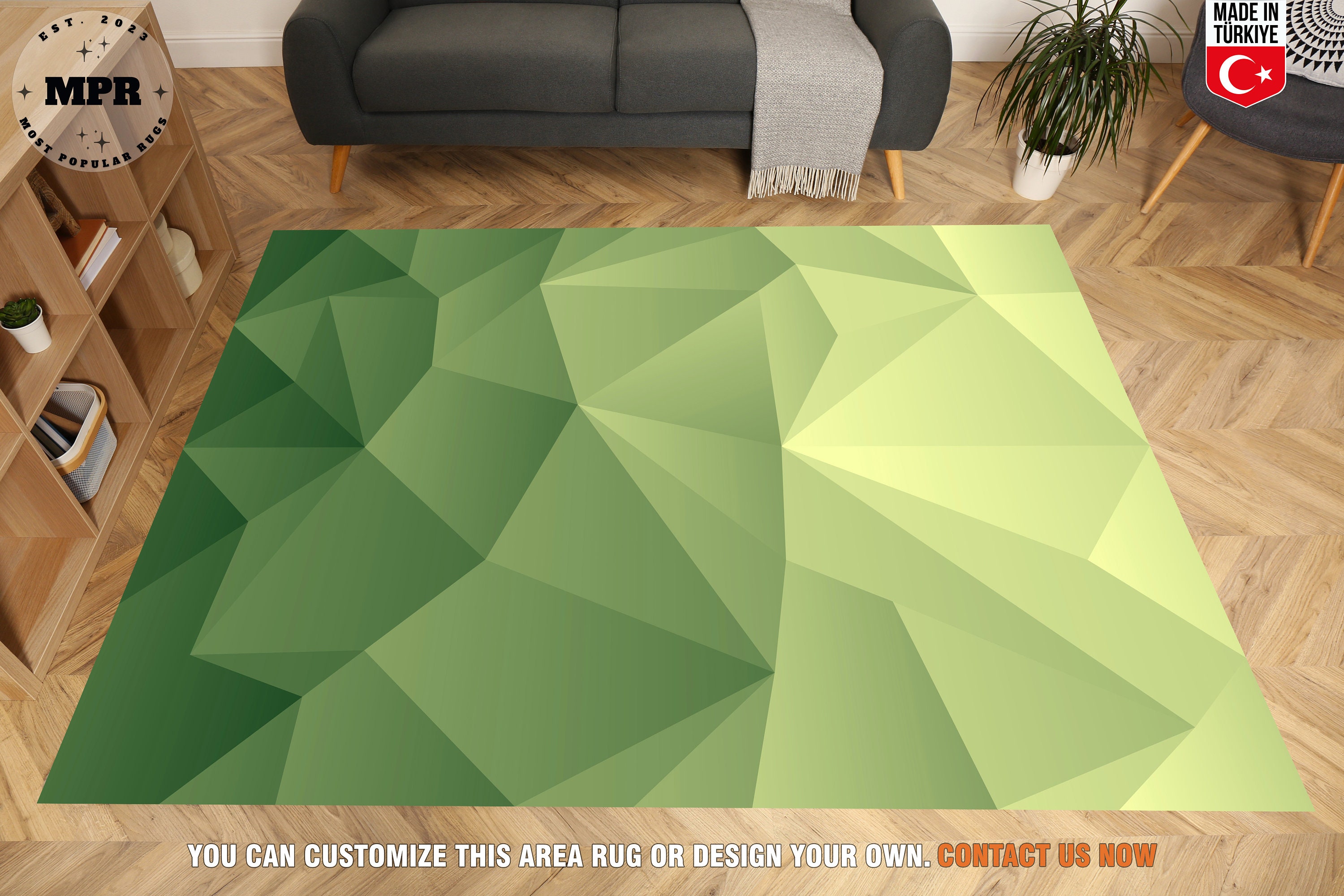 Teal Polygon Shaped Rug Green Geometric Area Rugs Teal Blue - Etsy