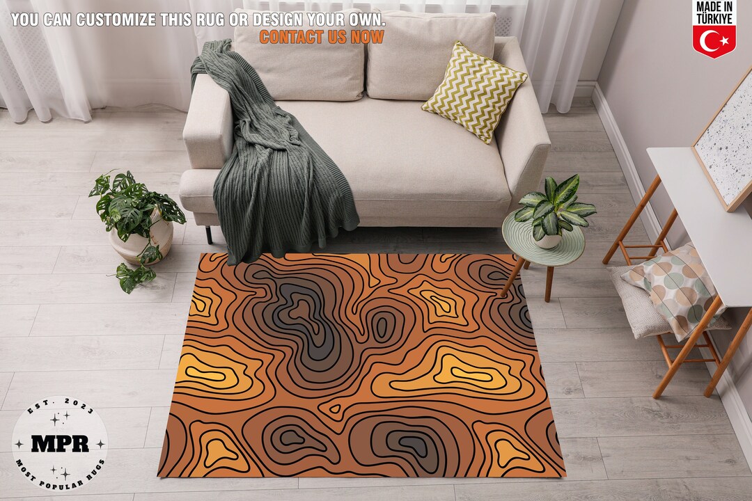 Retro 70s Midcentury Rug, 70s Style Home Area Rug, Home Decor Rug ...