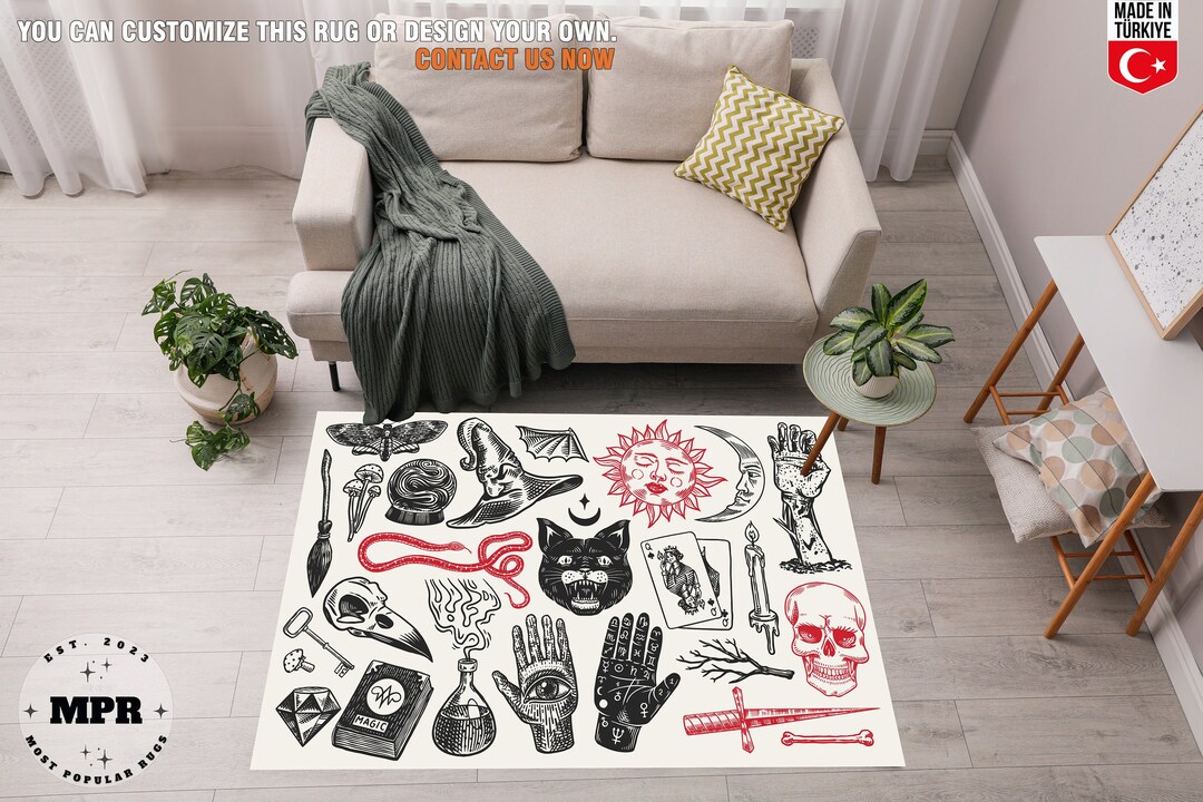 Astrology Rug, Magic Rug, Sorcery Rug, Sun Moon Rugs, Witch Rug, Home ...