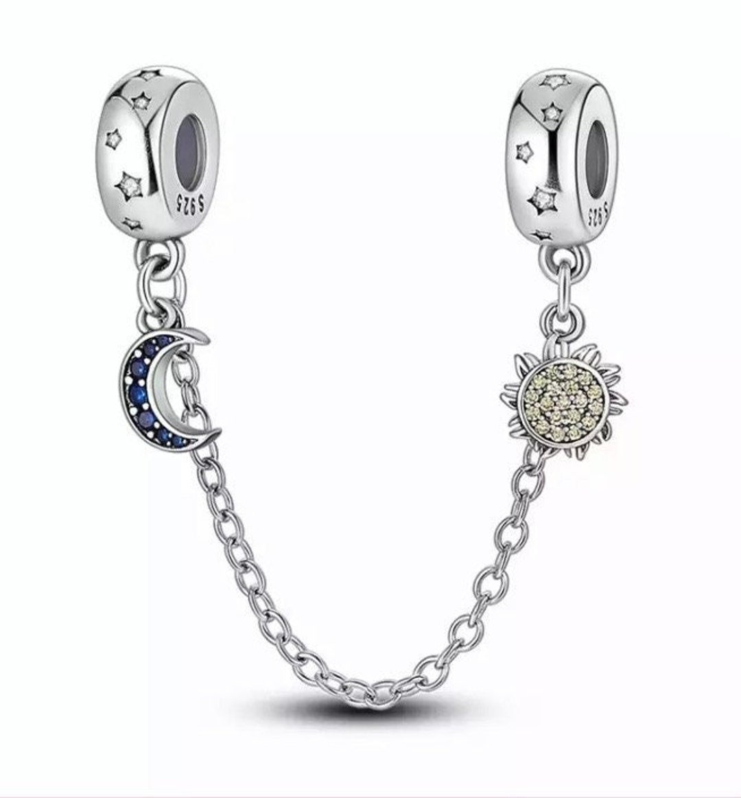 Sparkling Day Sun and Night Moon Chain Charm, Safety Chain Charm for ...