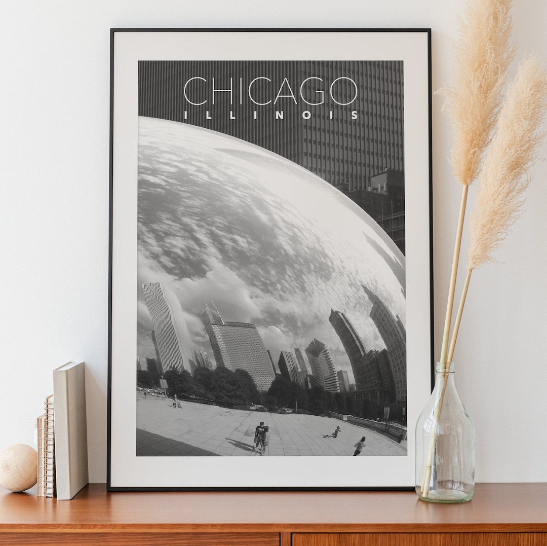 Chicago Poster Black and White, Chicago Print, Chicago Wall Art ...