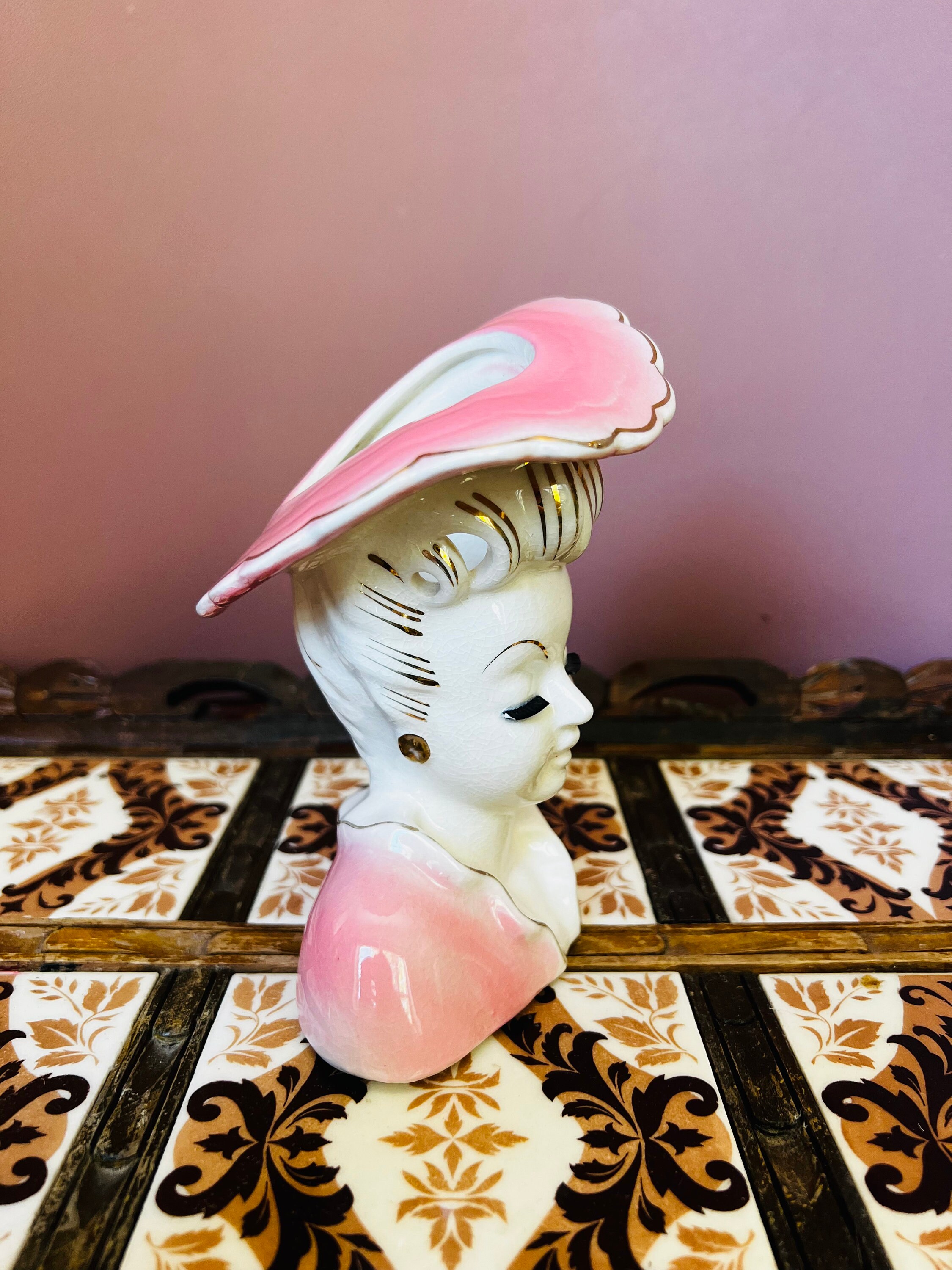 Pink Lady Head Vase - Etsy