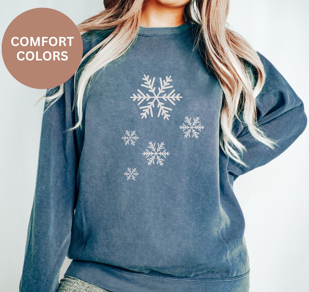 Snowflake Sweatshirt, Comfort Colors Sweatshirt, Women Holiday Shirt ...