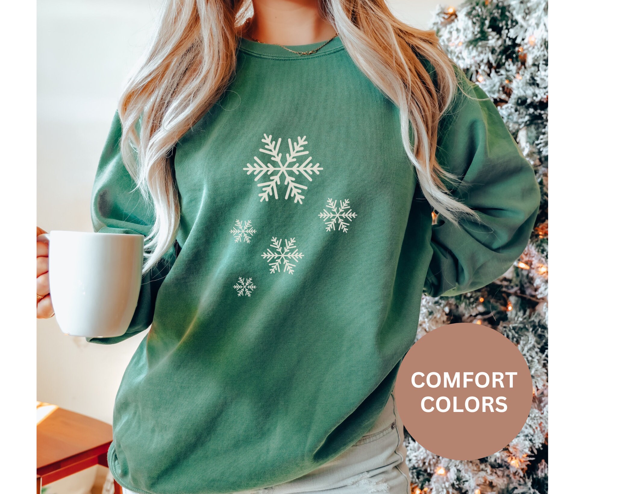 Snowflake Sweatshirt, Comfort Colors Sweatshirt, Women Holiday Shirt ...